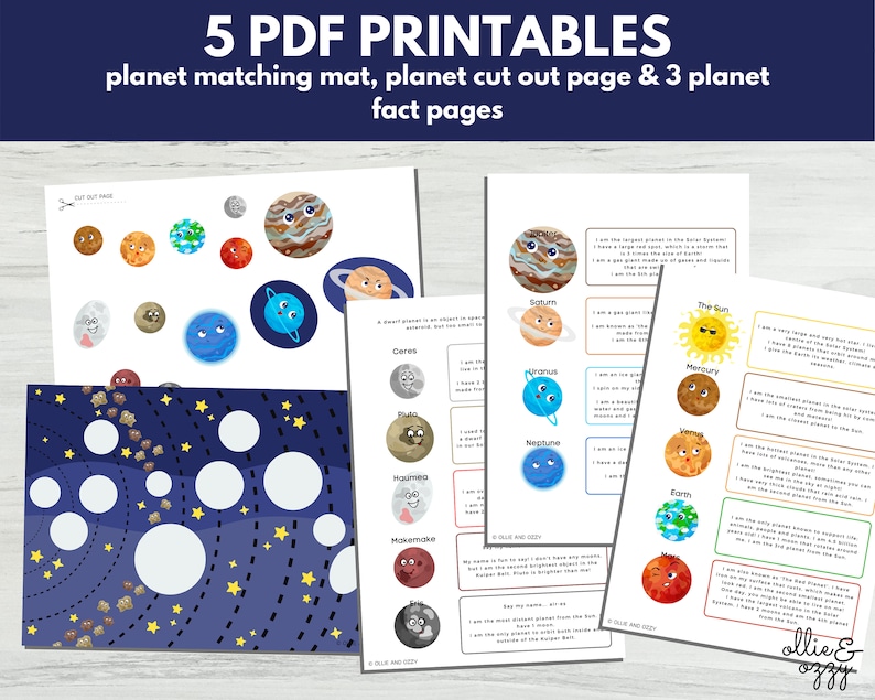 PRINTABLE Full Solar System Matching, Solar System, Planet Matching ...