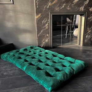 Linen and Velvet Tufted Floor Cushions - Etsy