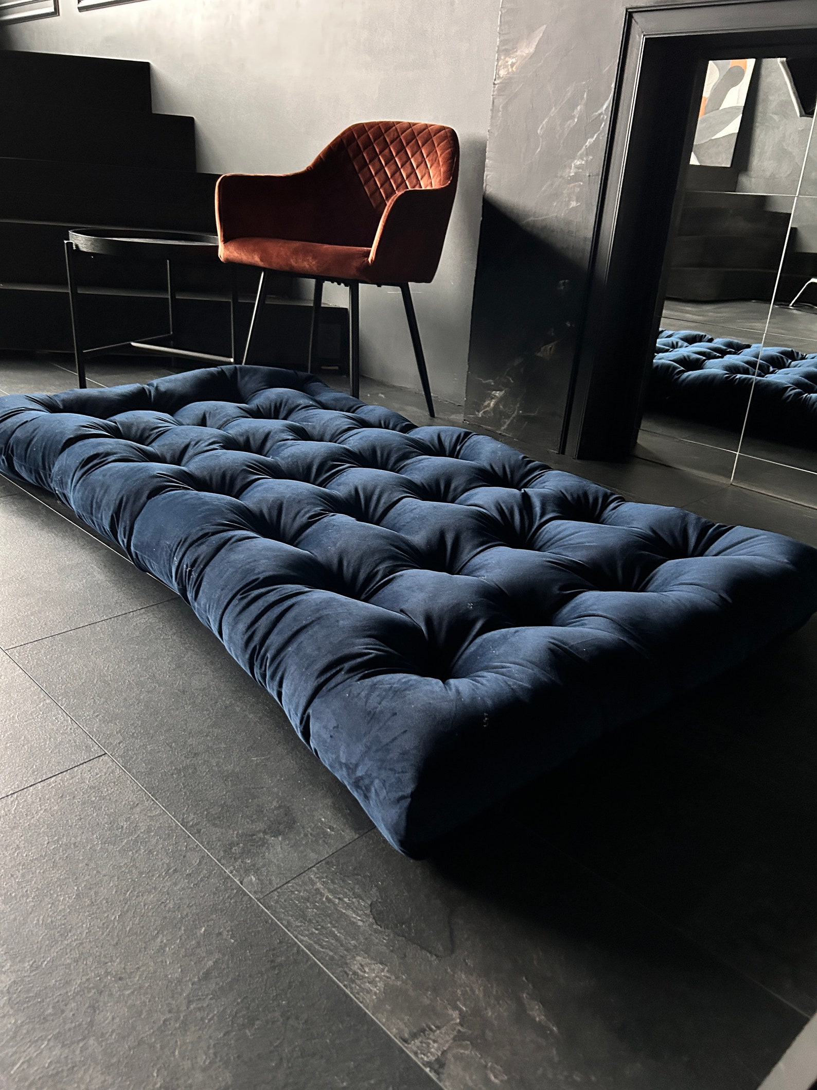 Linen and Velvet Tufted Floor Cushions - Etsy