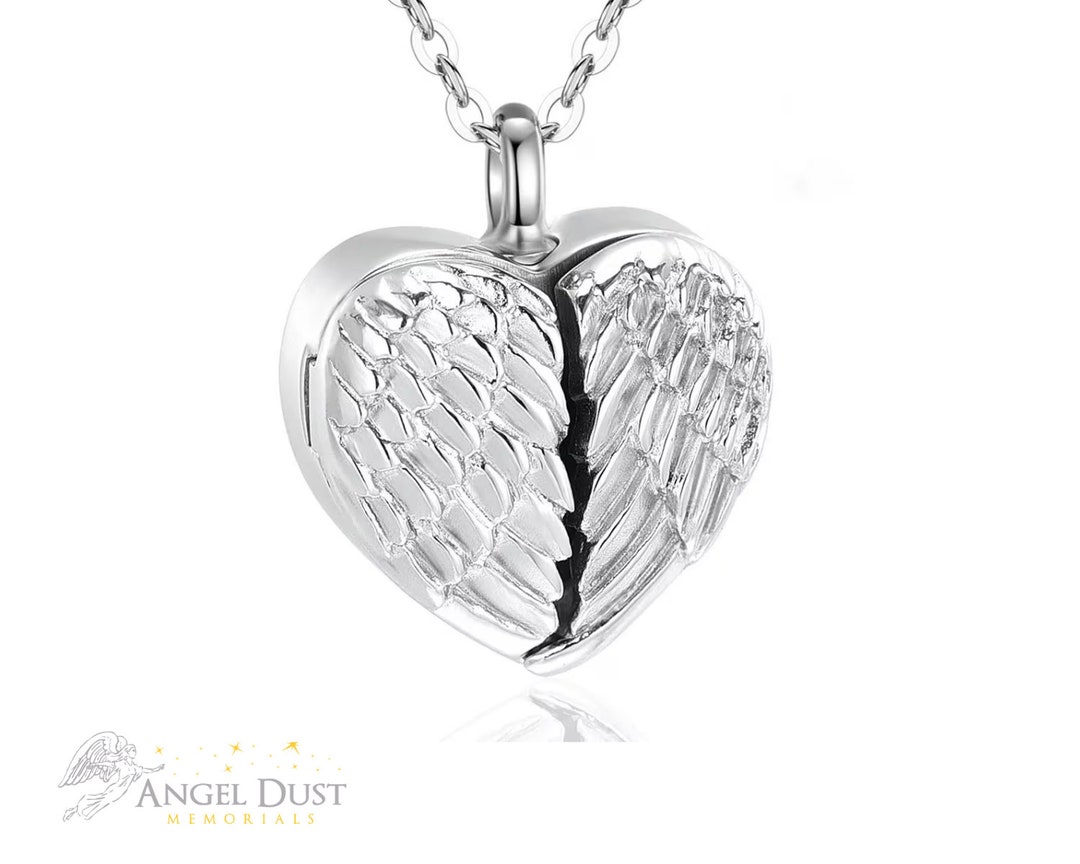 925 Sterling Silver Angel Wings Locket Cremation Ashes Necklace ...