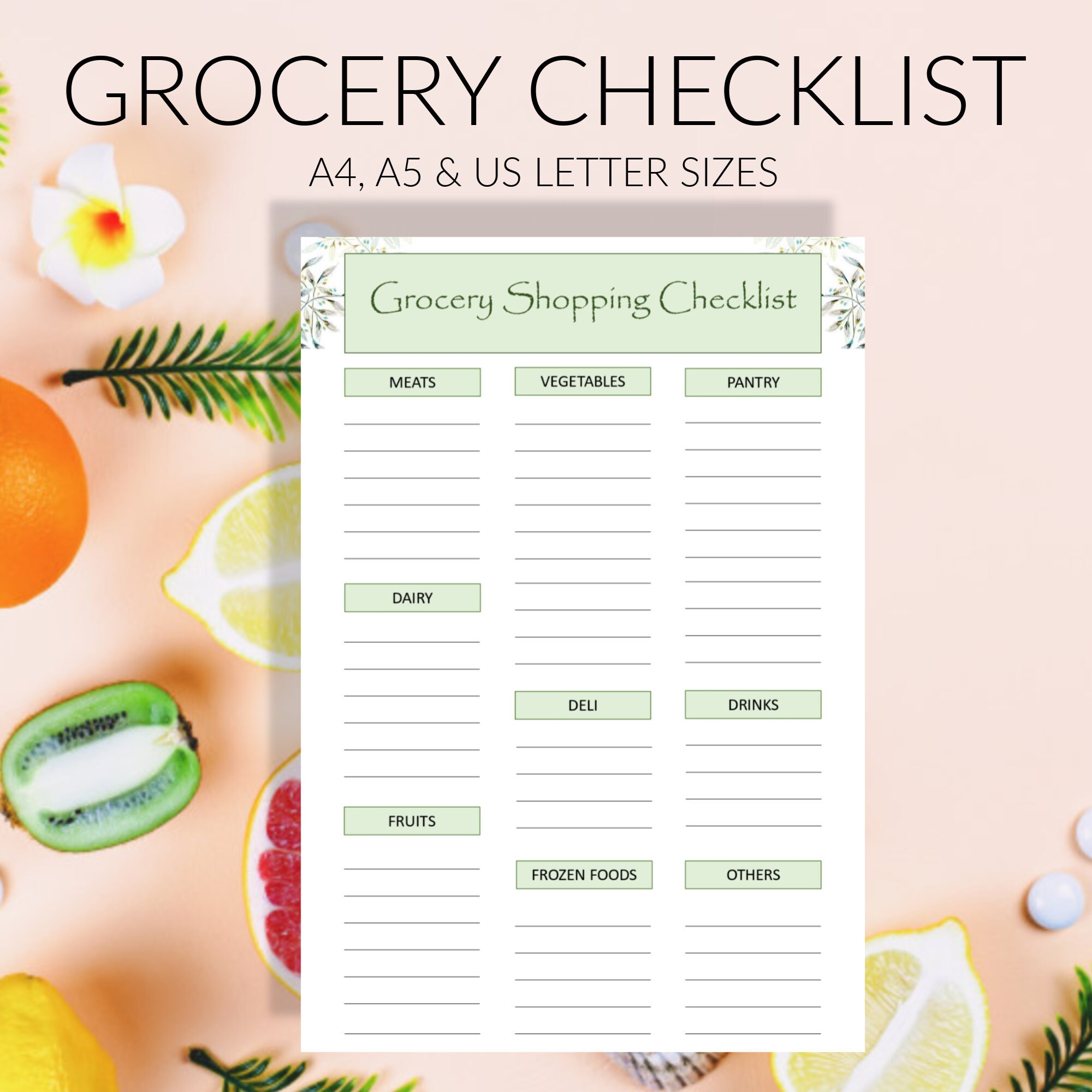 Grocery Checklist Grocery List Printable Grocery Printable - Etsy