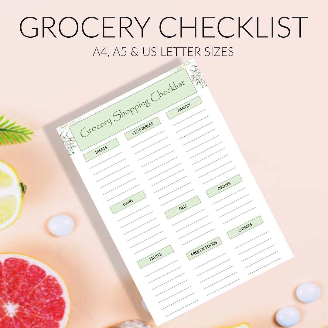 Grocery Checklist Grocery List Printable Grocery Printable - Etsy