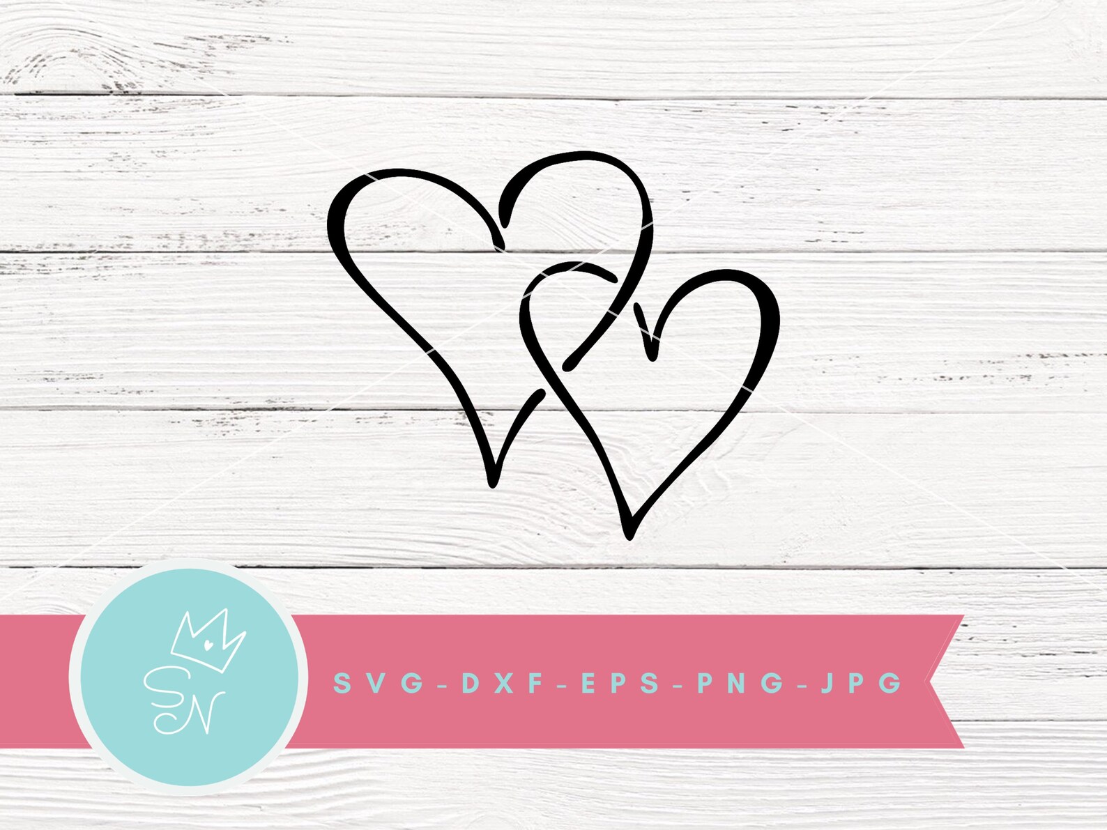 Two Hearts SVG Doodle Hearts Svg Together Svg Engagement - Etsy