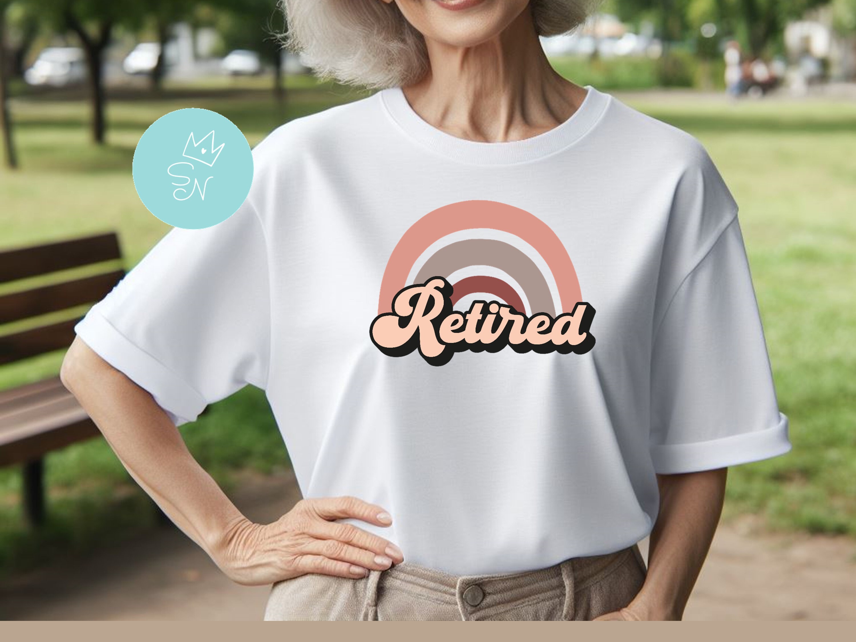 Retired PNG, Retro Boho Design, Trendy Rainbow, Retired Teacher ...