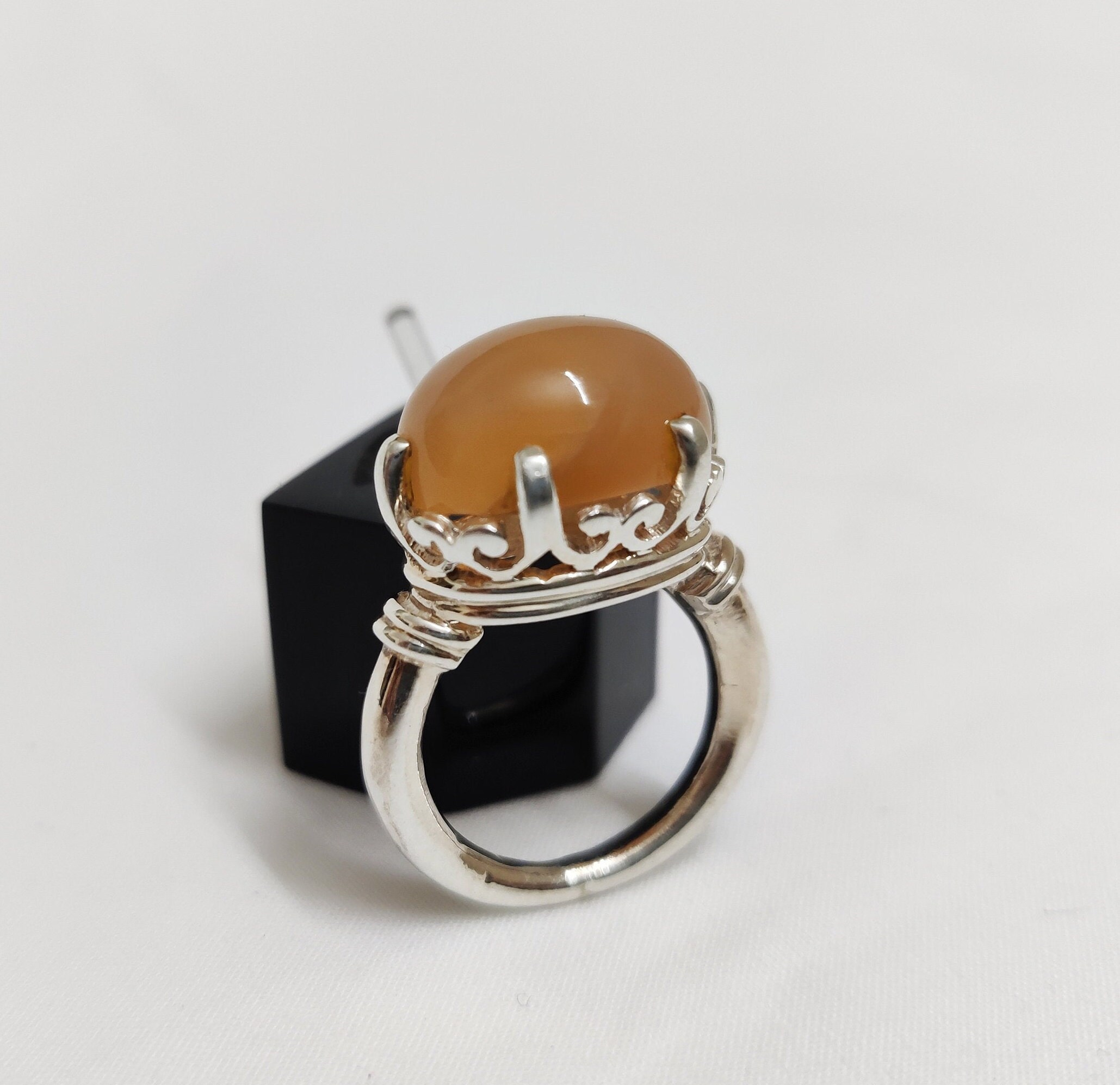 Natural Pink Moonstone Ring Moonstone Silver Ring 925 - Etsy