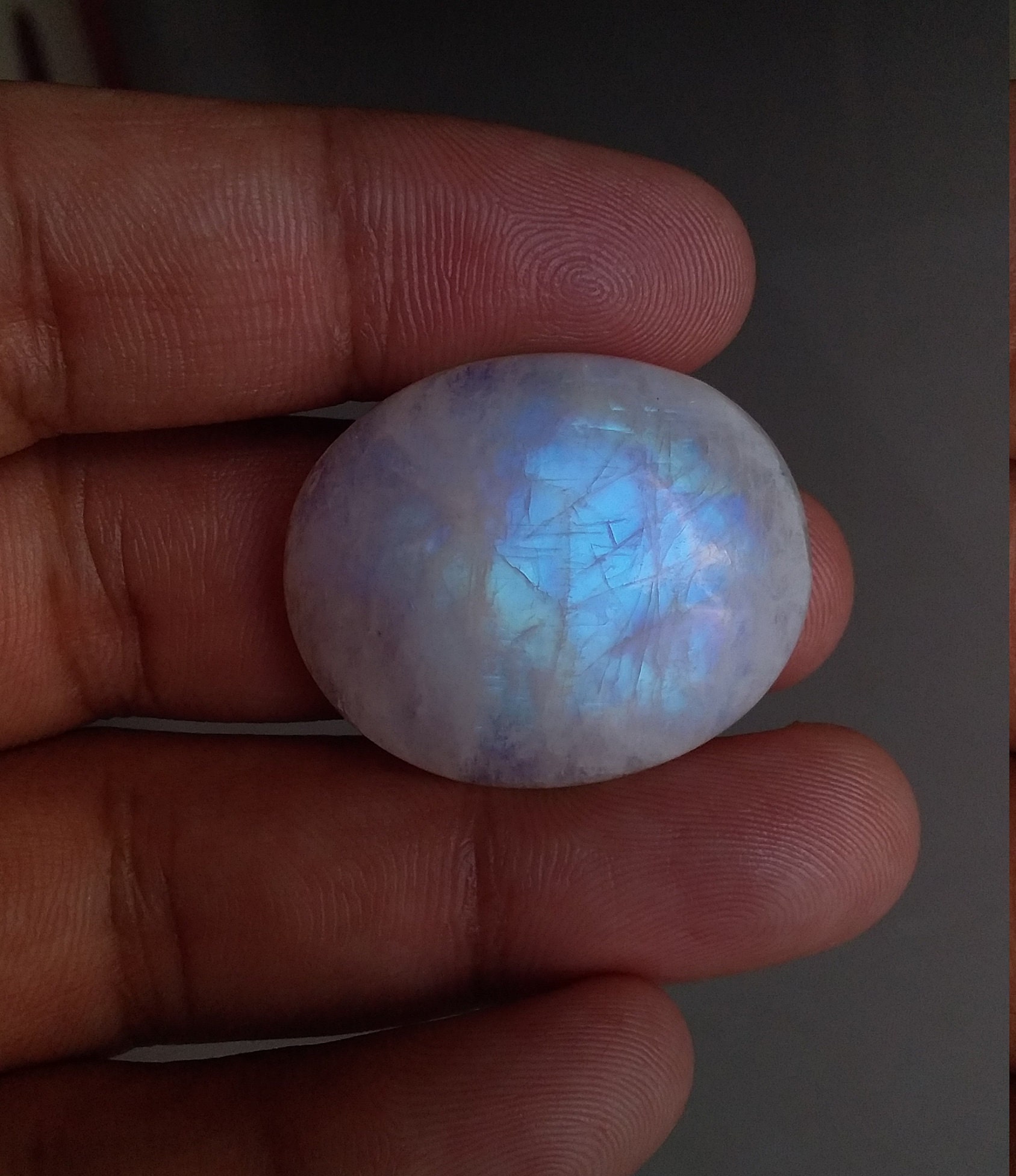 Rainbow Moonstone Cabochon Blue Fire Moonstone Natural Semi - Etsy UK
