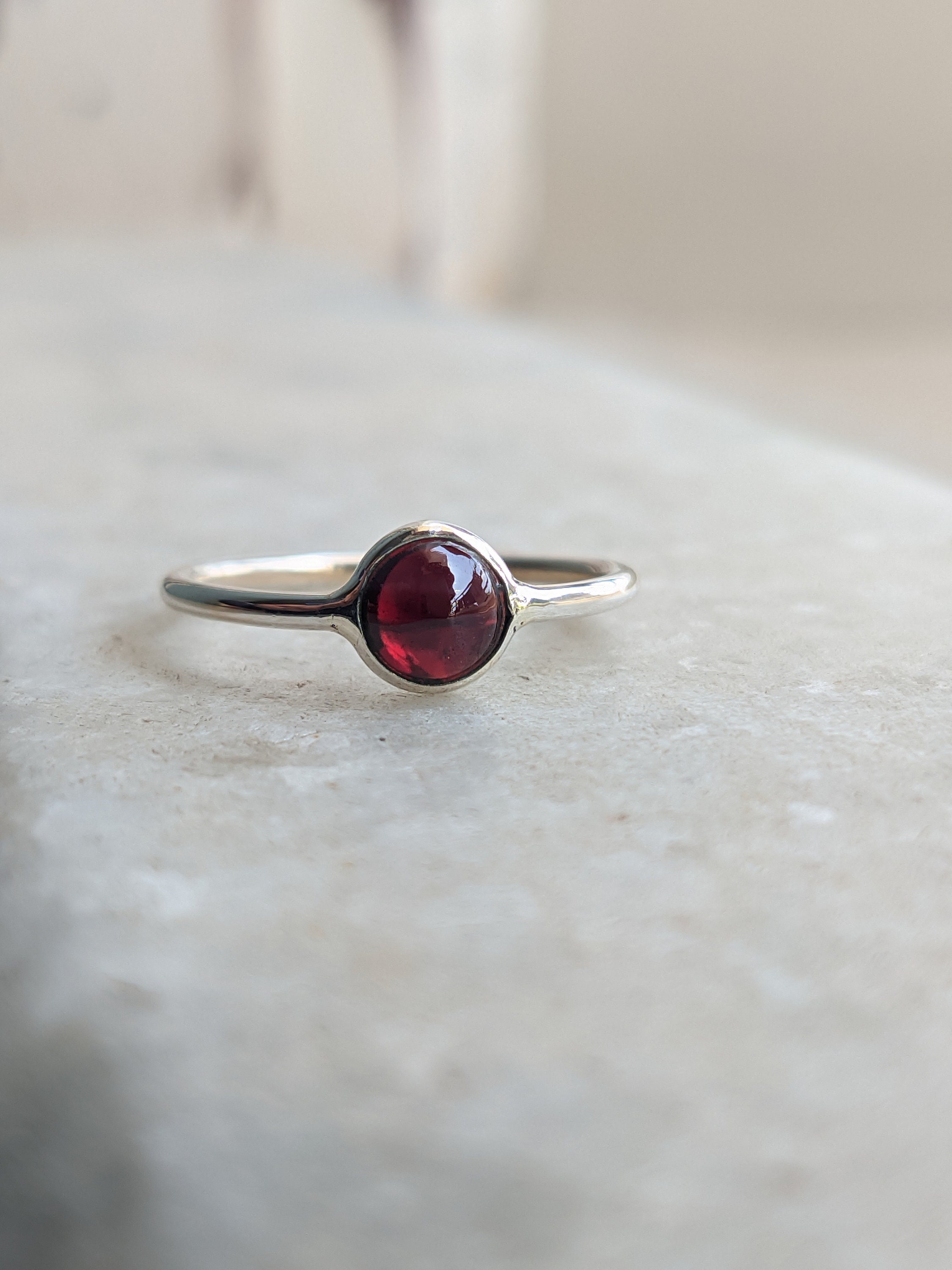 Natürlicher Granat Ring 925 Sterling Silber Ring Winziger | Etsy