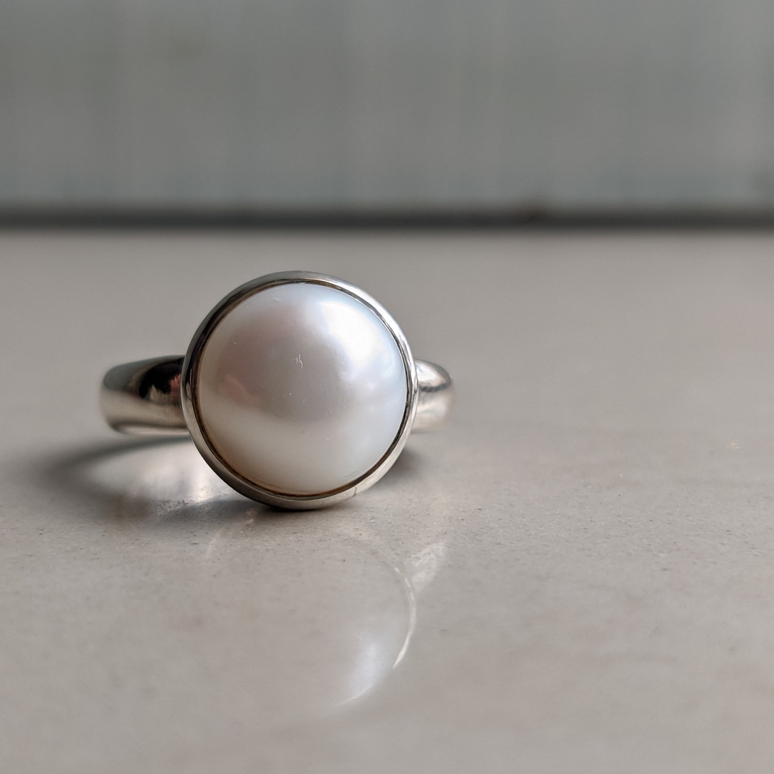 Pearl Silver Ring White Pearl Ring Sterling Silver Handmade - Etsy