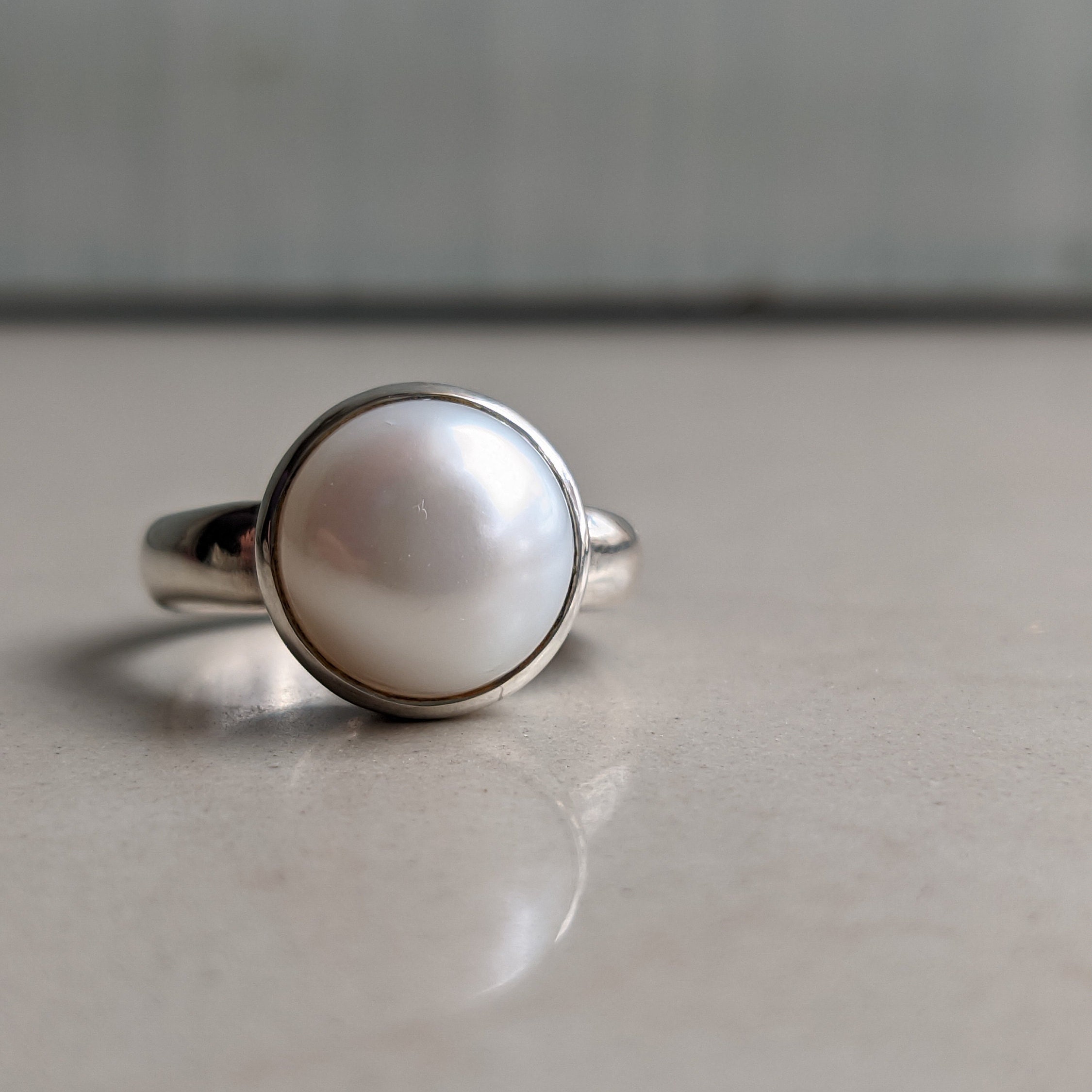 Pearl Silver Ring, White Pearl Ring, 925 Sterling Silver Handmade Ring ...