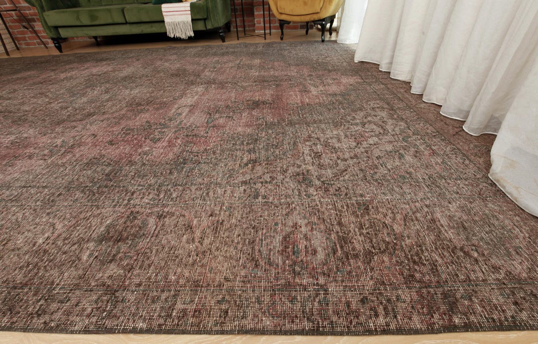 10x15 Oversize Living Room Rug, Retro Red Brown Area Rug, 9'10" X 15 ...