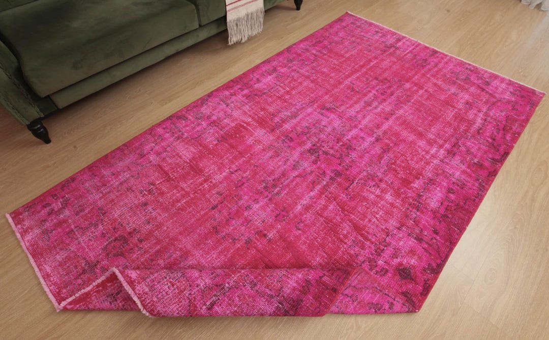 5x9 Pink Area Rug , Distressed Pink Bedroom Rug, 5' X 8'8" Pink Vintage ...