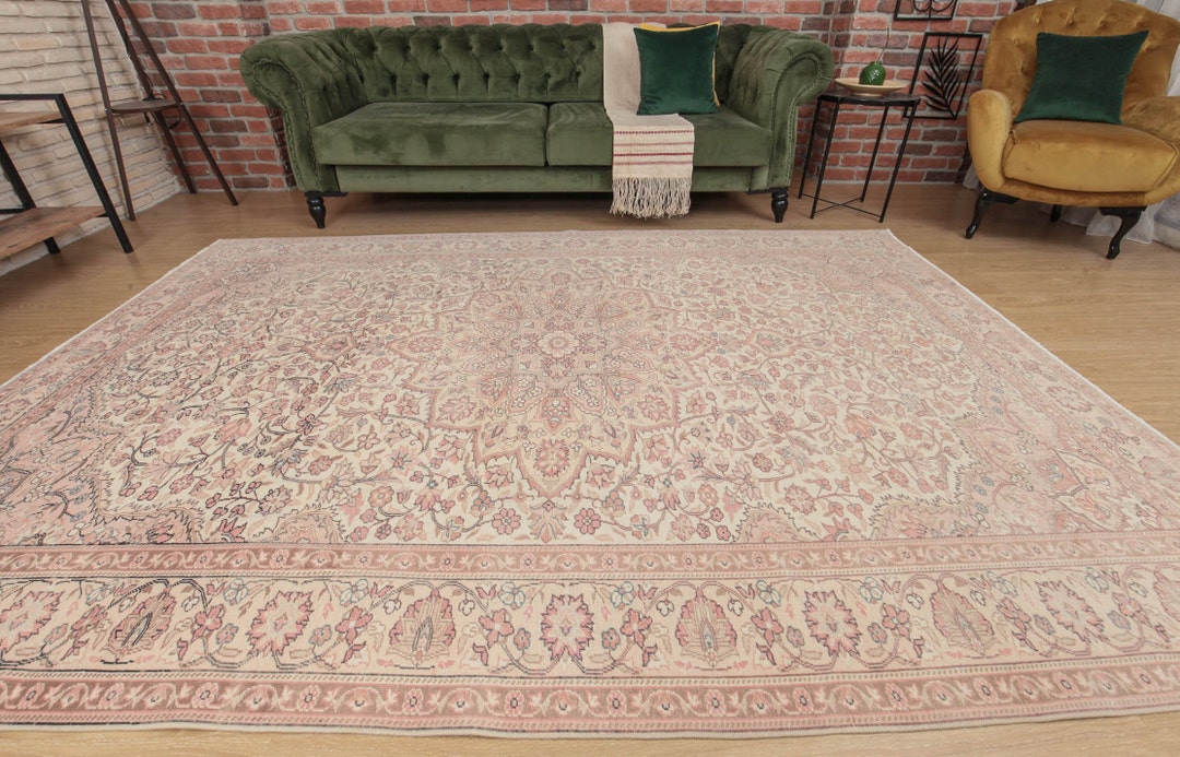 7x10 Antique 70's Rug, Vintage Rug, Living Room Rug, 6'7 X 9'8 Floral ...