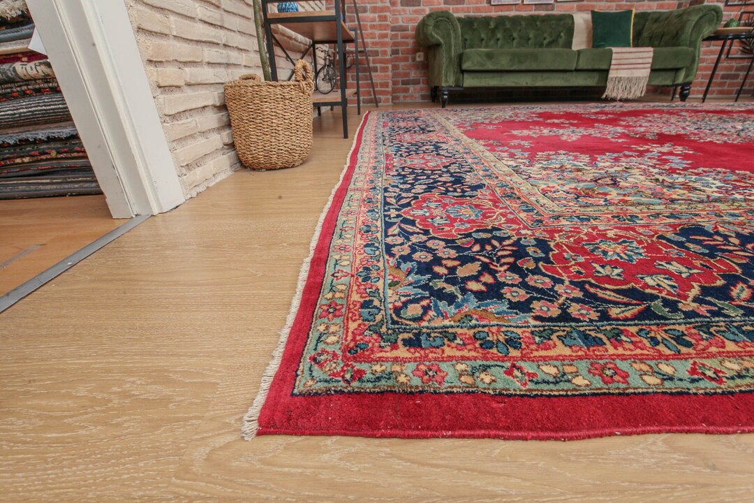 10x14 Handmade Living Room Rug, Antique Red Rug, 70's Red Rug, 9'10 X ...