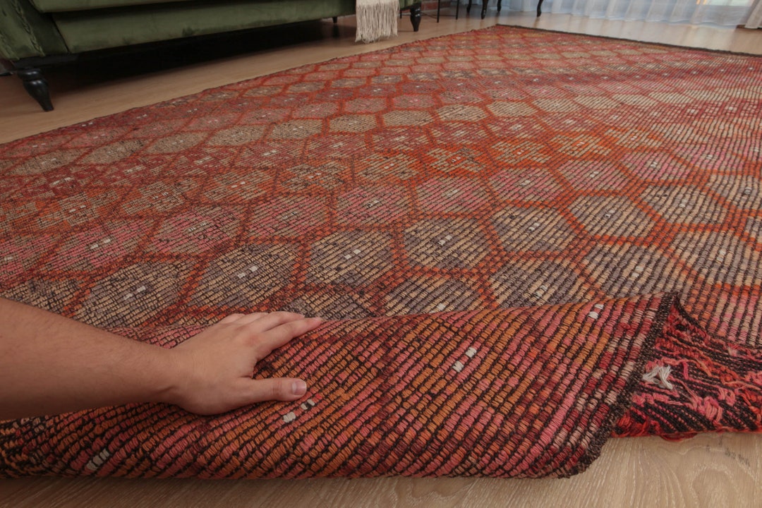 6x11 Nomadic Woven Rug, Red Dining Room Rug, Living Room Rug, 5'11 X 10 ...