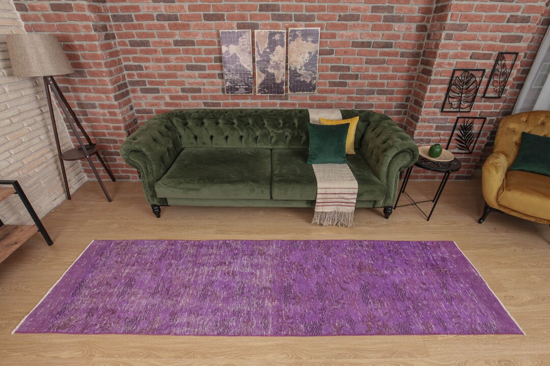 2'6" X 9'9" Kitchen Purple Runner Rug , Pastel Corridor Rug , Turkish ...