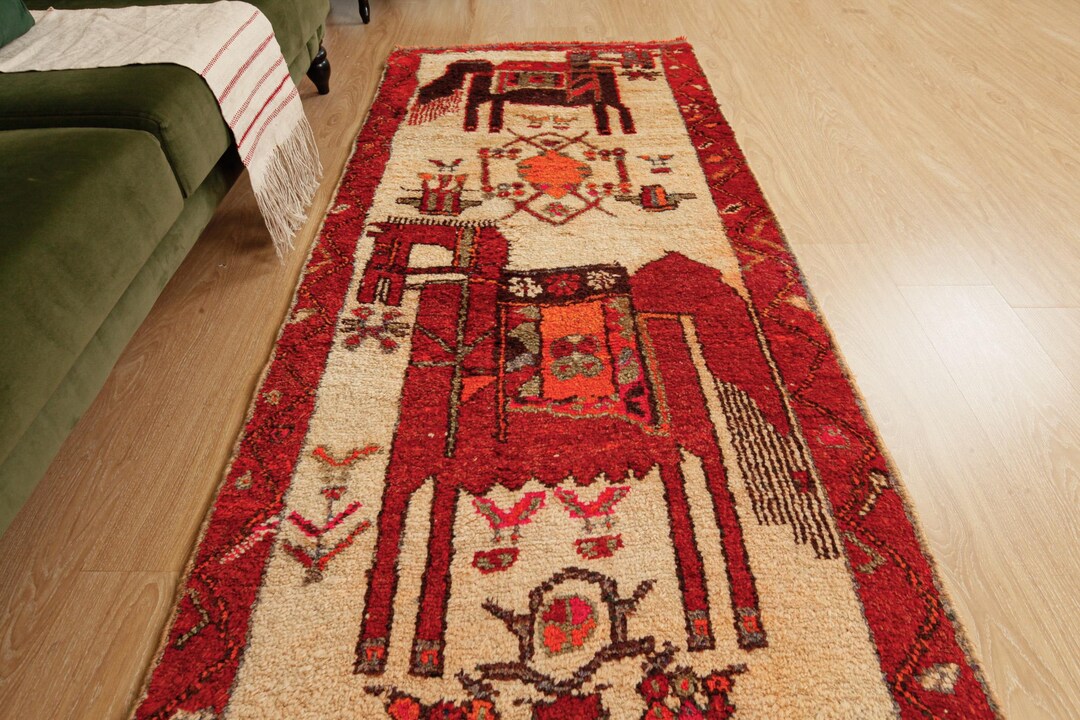 Nomadic Designed Woven Entryway Rug , 3'4" X 9'10" Hand Knotted Office ...