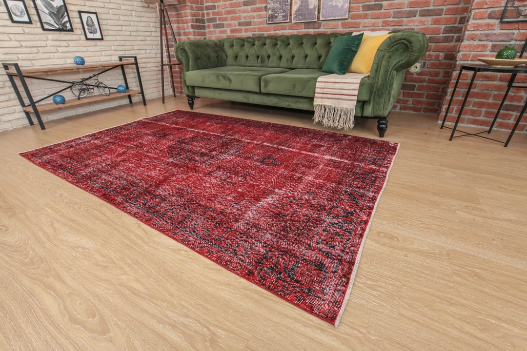 5x8 Red Dining Room Rug, Red Area Rug, Red Bedroom Rug, 5'1 X 7'8 Red ...