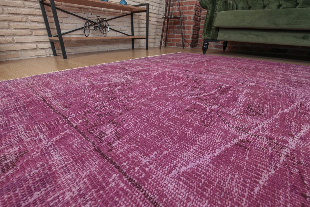 6x9 Pink Retro Rug , Area Rug , Distressed Pink Decor Bedroom Rug, 6'1 ...