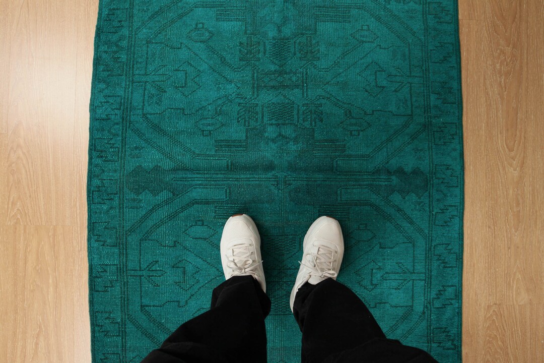 3x6 Wool Entryway Rug, Turkish Area Rug, 3'3 X 5'11 Turquoise Hand ...