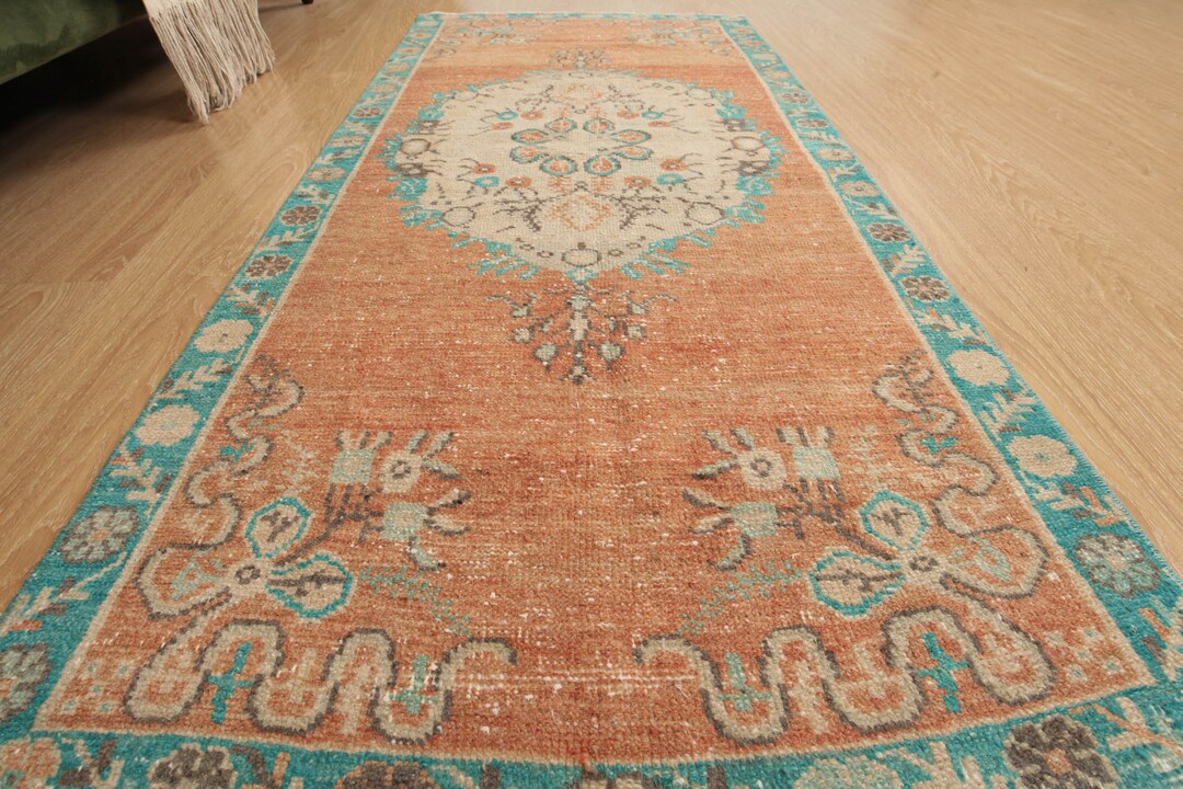 3x6 Orange Bathroom Rug, Boho Entryway Rug , 2'10 X 5'9 Rug for Kitchen ...