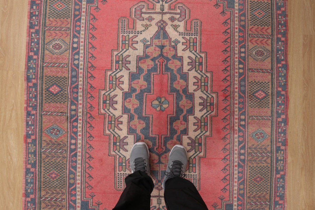 5x9 Dining Room Rug, Area Rug, Geometric Red Rug, 4'10 X 8'8 Handmade ...