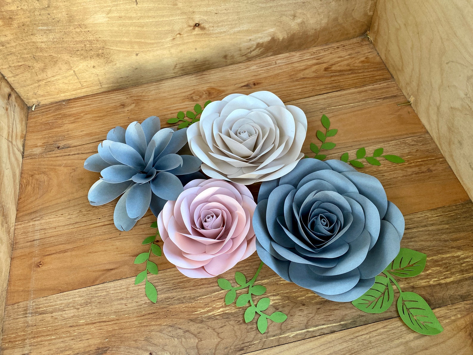 Set of 4 Paper Roses/flowers, Nursery Decor, Wall Decor, Wedding Decor ...