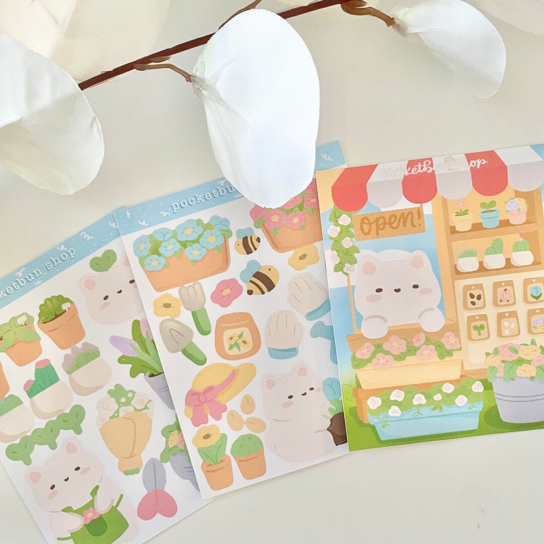 Patreon Sticker Club - Tofu's Flower Shop Sticker Sheets | Cute ...