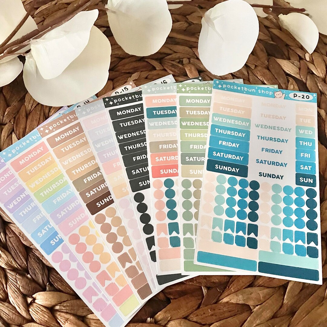 Days of the Week Planner Sticker Sheets | Cute Stickers | Aesthetic ...
