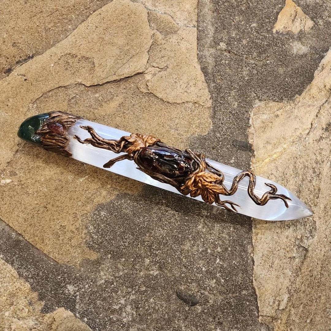 Healing Flower Magic Selenite Wand Wicca Pagan Witchy Ritual Shaman ...