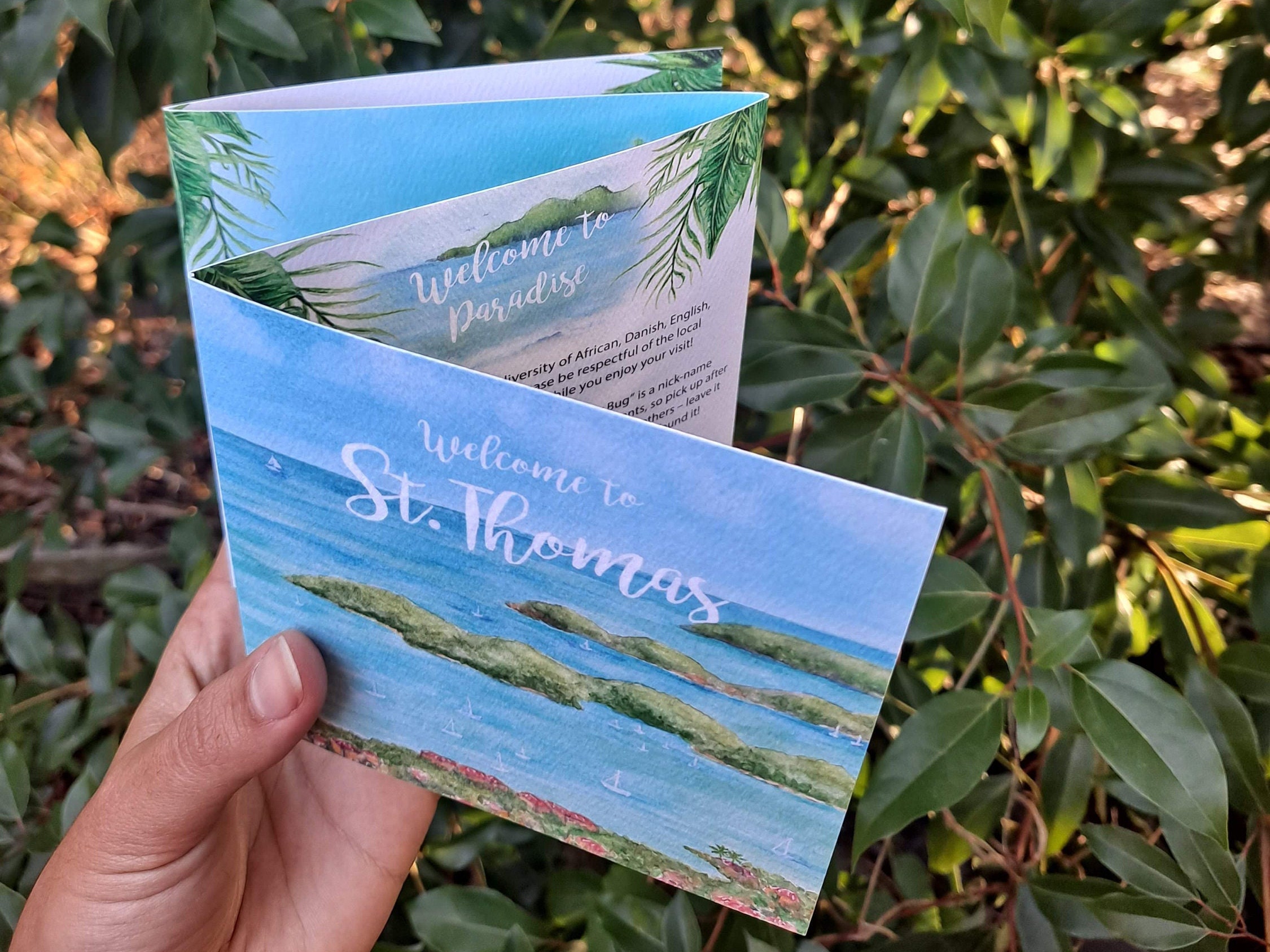 St. Thomas USVI Welcome Booklet Watercolor Map Itinerary Thank You Note ...