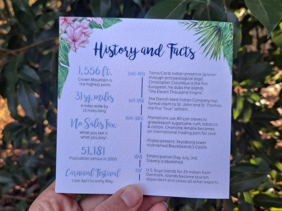 St. Thomas USVI Welcome Booklet - Watercolor Map - Itinerary - Thank ...