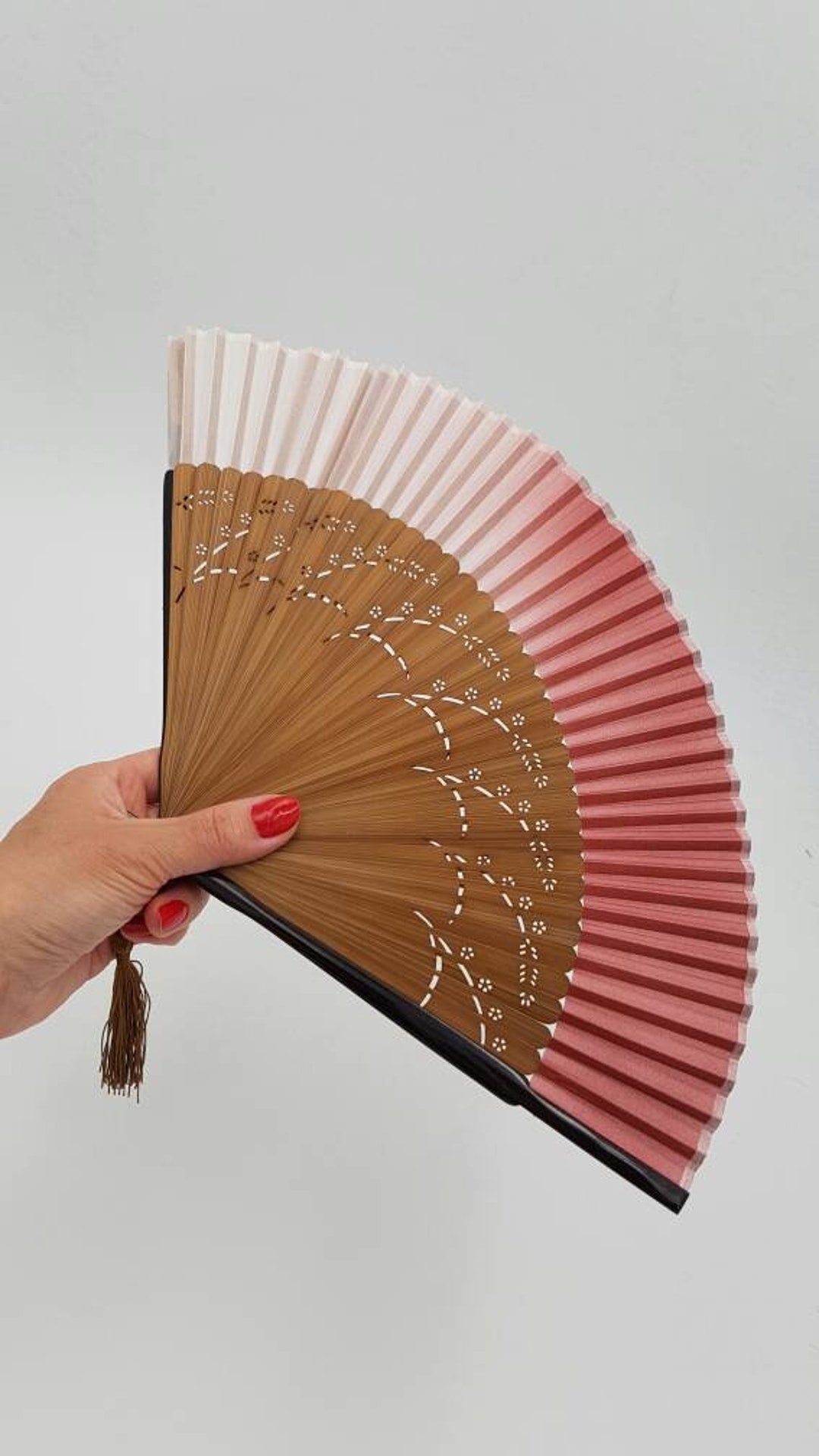 Luxury Japanese Fan in Bamboo and Cotton Fabric With Gradient Pattern ...