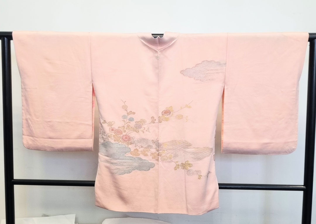 Women's Color Haori Kimono Jacket With Chrysanthemum and Water Pattern ...