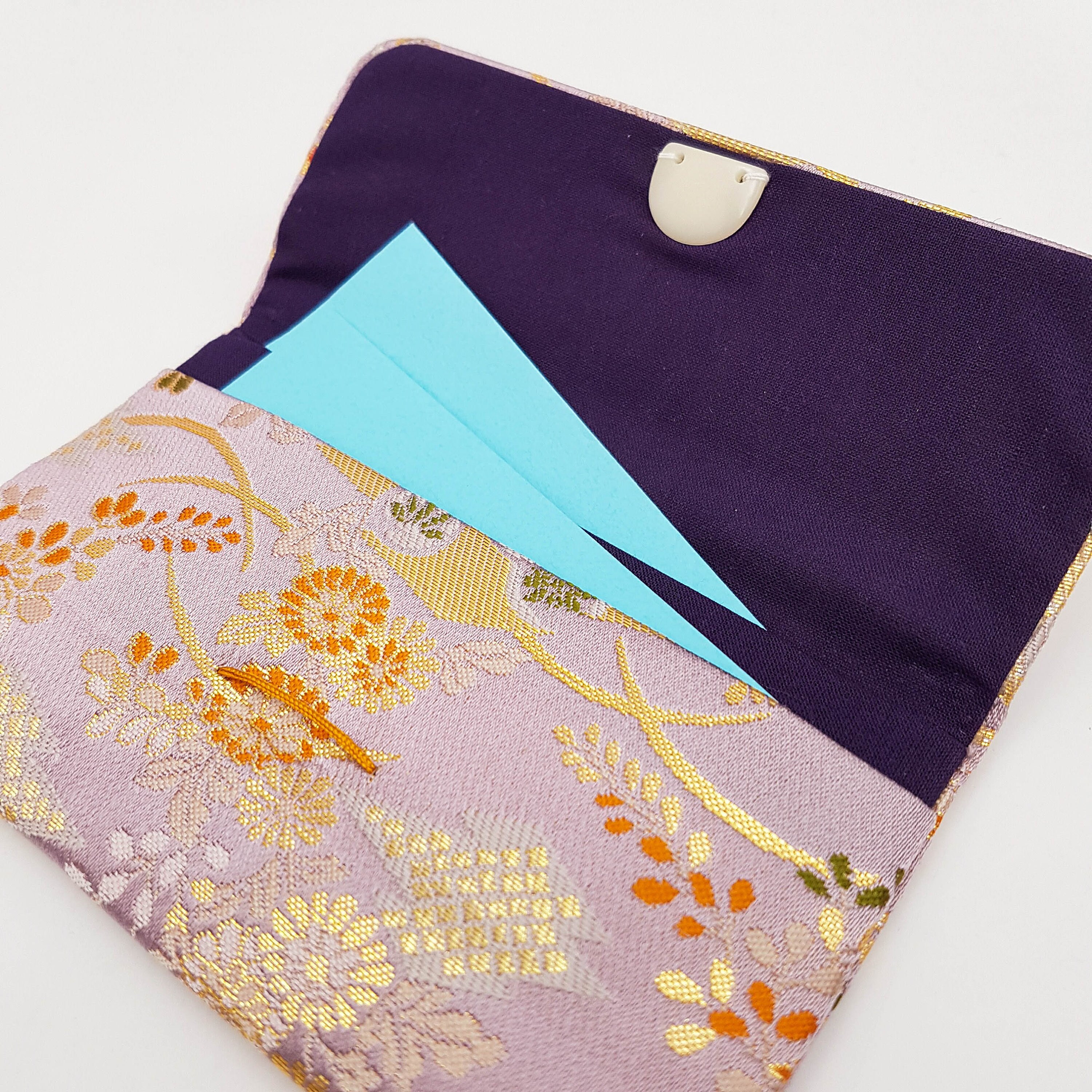 Handmade Purple Floral Pattern Japanese Pouch With Traditional - Etsy