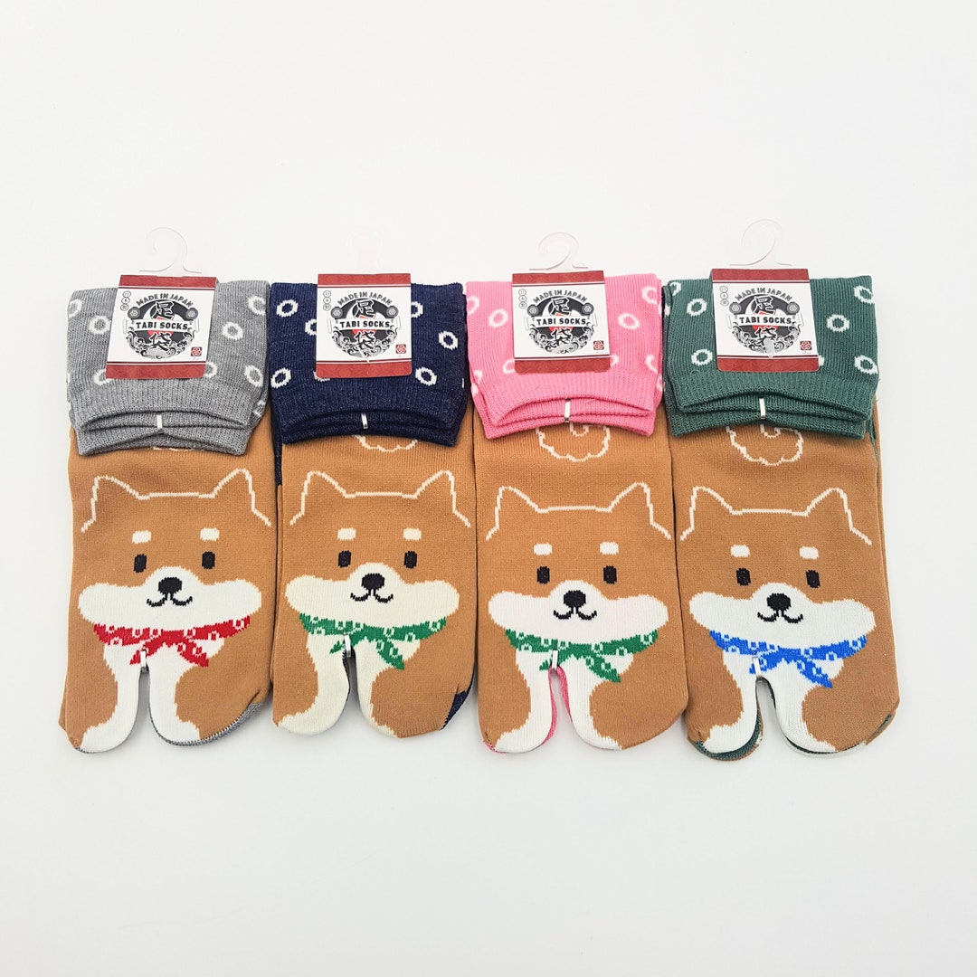 Japanese Tabi Socks in Cotton and Shiba Inu Kawaii Pattern Made in ...