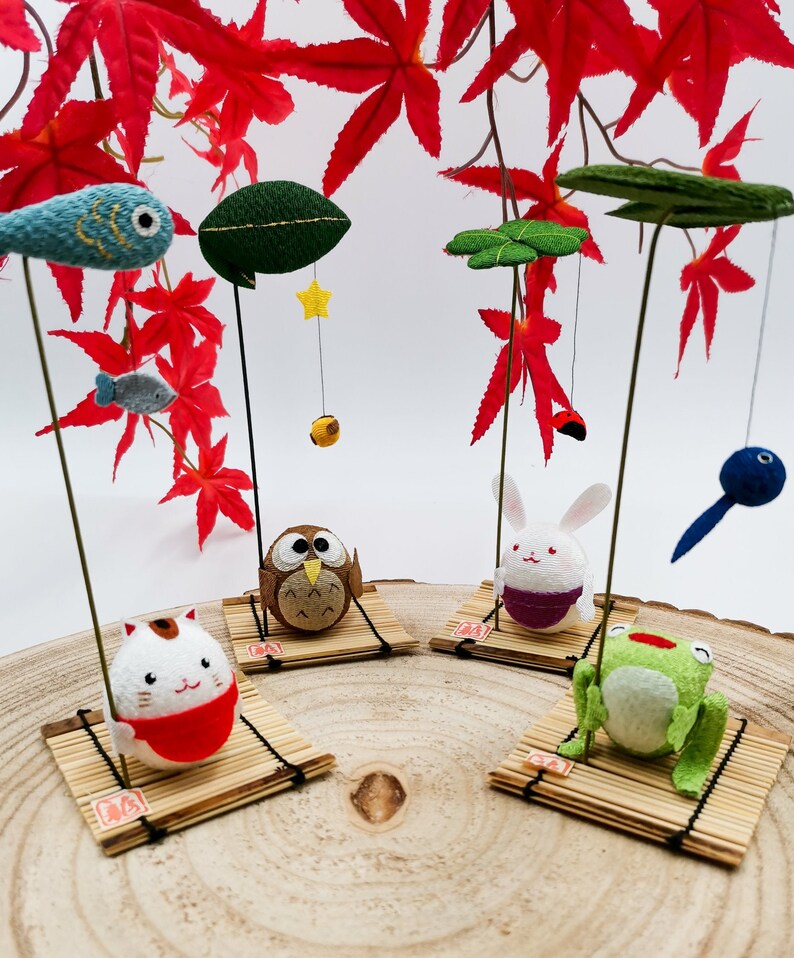 Lucky Figurine Animals in Japanese Fabric and Bamboo Handmade - Etsy UK