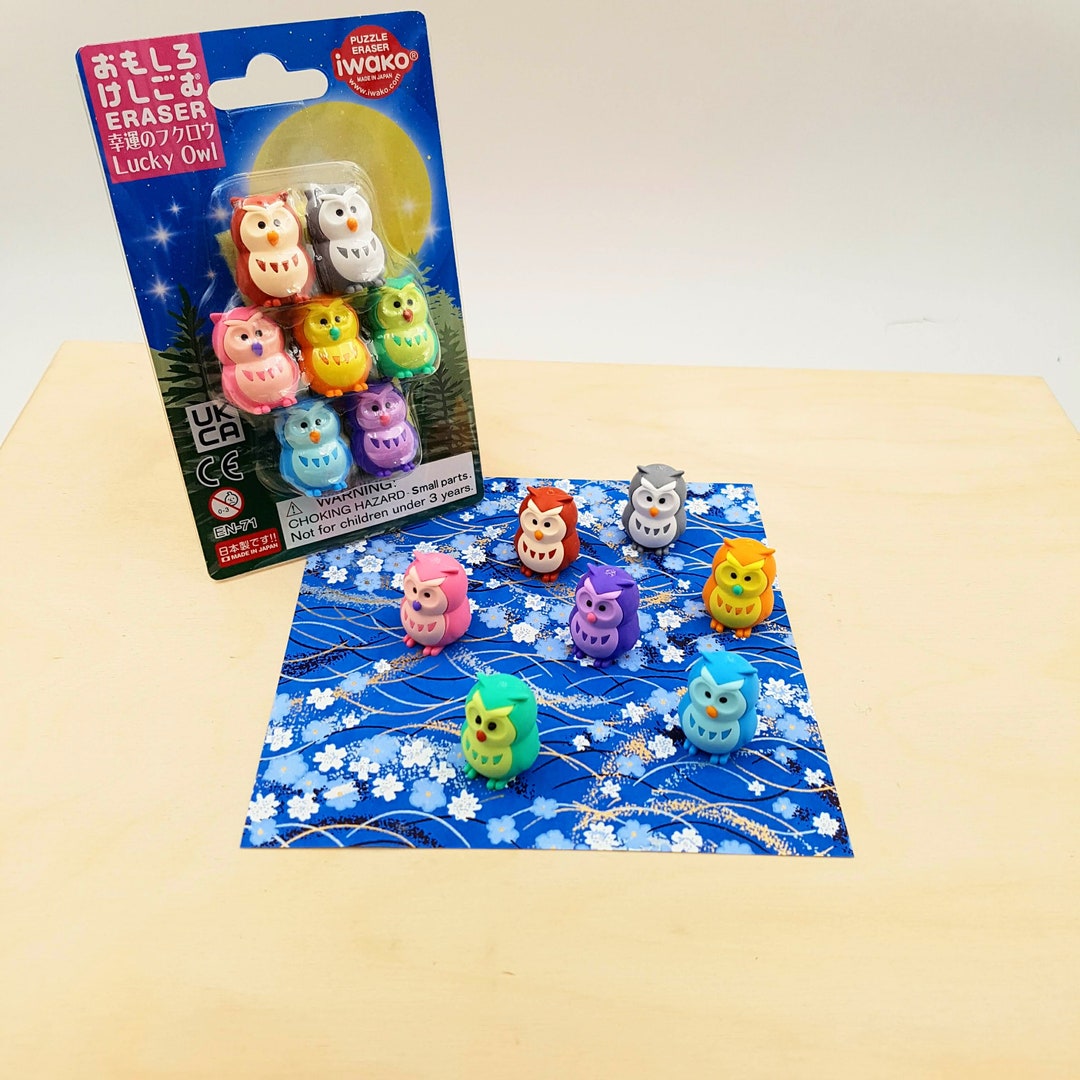Japanese Erasers Iwako Set of 7 Lucky Owl - Etsy