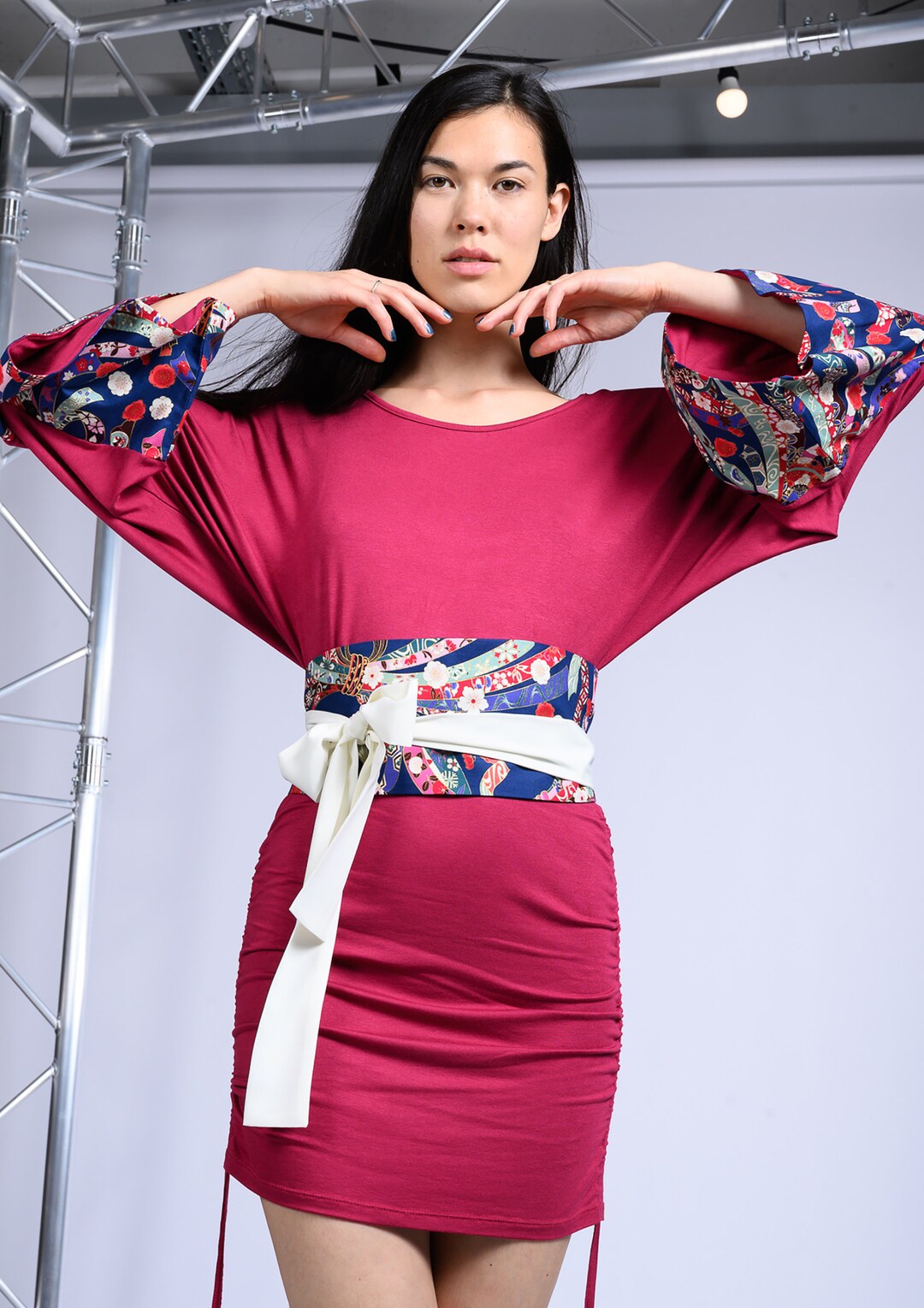 Japanese Belt in Reversible Vegan Leather Matsuri Navy Pattern - Etsy UK