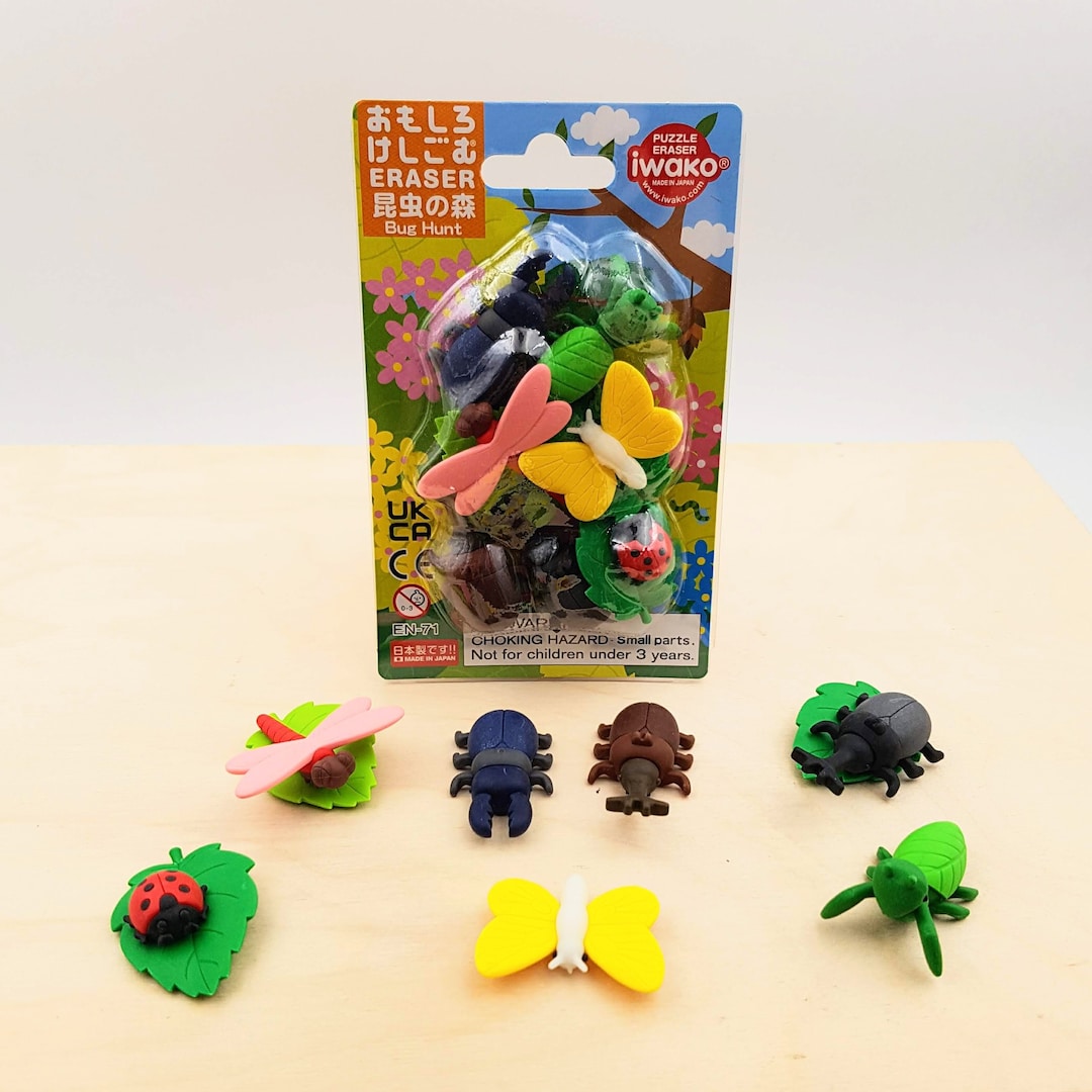 Japanese 3D Puzzle Erasers to Erase Iwako Set of 7 Pieces Bug Hunt - Etsy