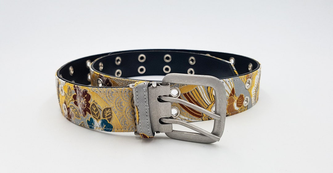 Japanese Kinran Embroidered Fabric Belt From Kyoto Gold & Red Japan ...