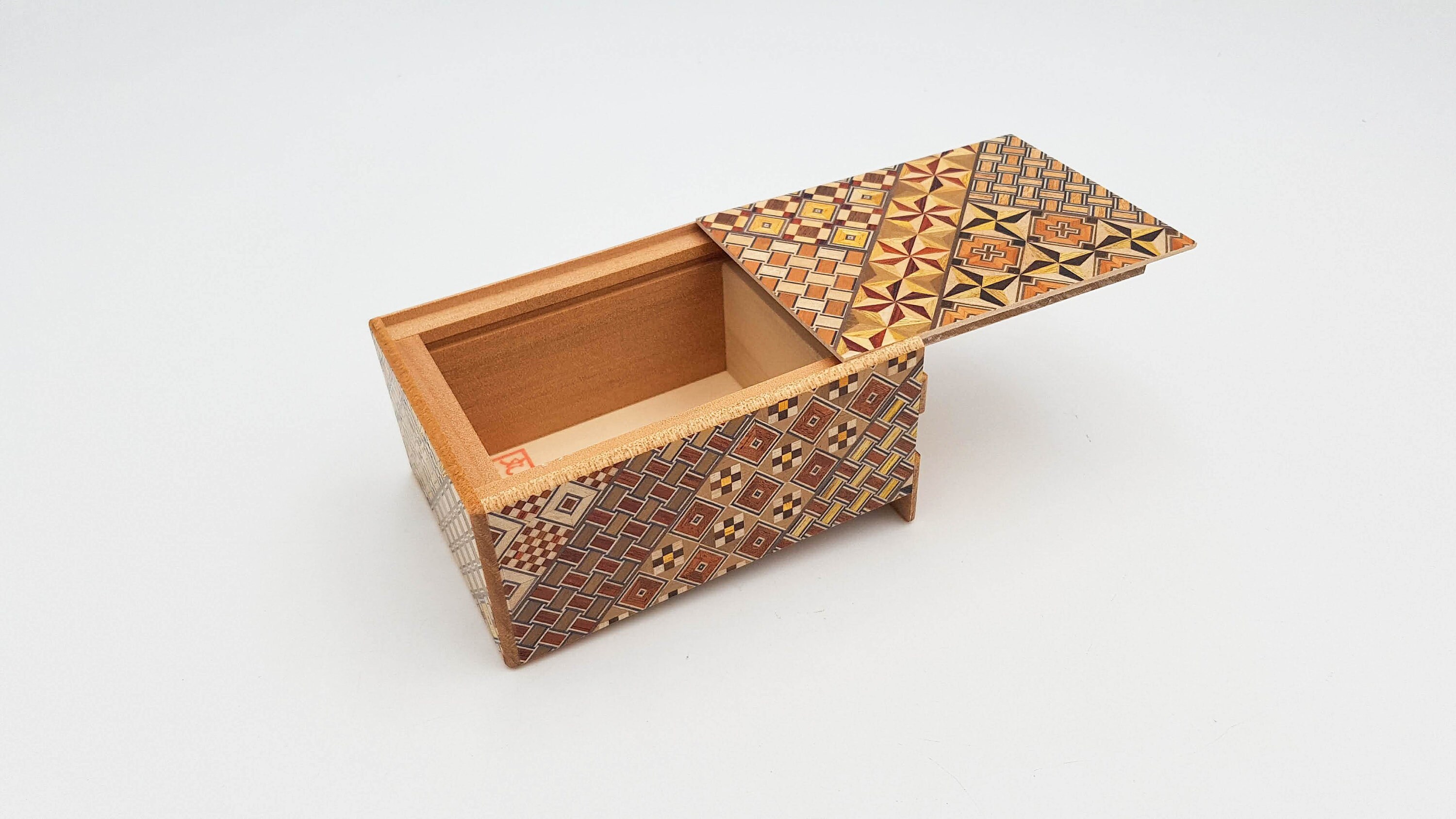 Japanese puzzle box in wood marquetry secret box opening in 7 | Etsy