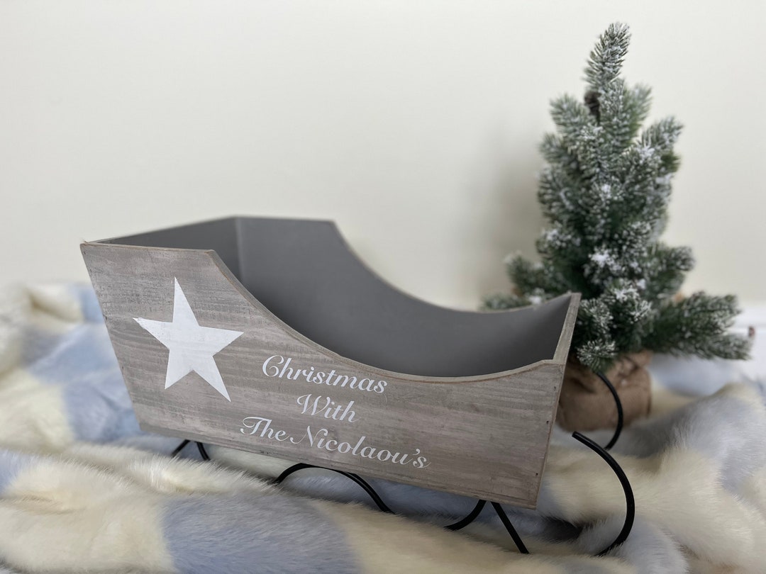 Personalised Wooden Christmas Sleigh 45cm. Personalised Sleigh ...