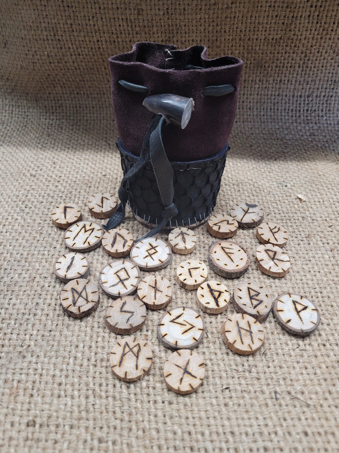 Elder Futhark, Rune Set With Dragon Scale Leather Cup - Etsy