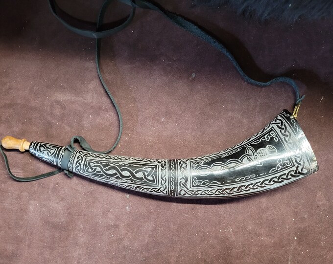 Powder Horn, Flat Scottish Style With Knotwork and Thistle - Etsy