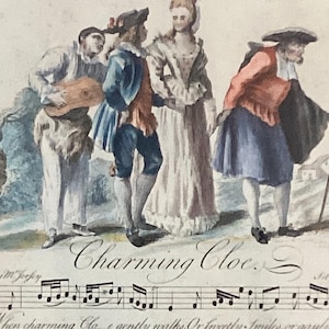1700s Georgian Illustrated Sheet Music With Lyrics - Hand-carved Frame ...