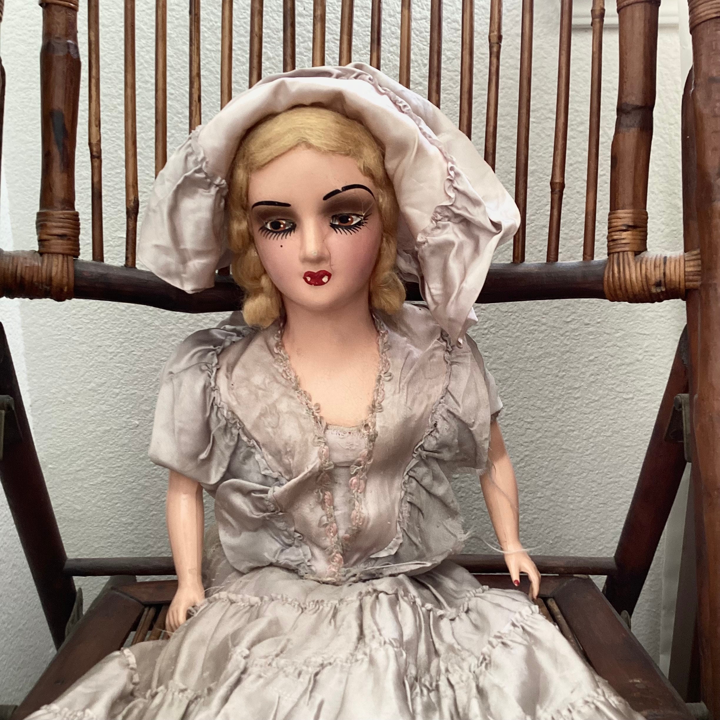 Original Art Deco Boudoir Doll - Composition Head and Limbs, Cloth Body ...