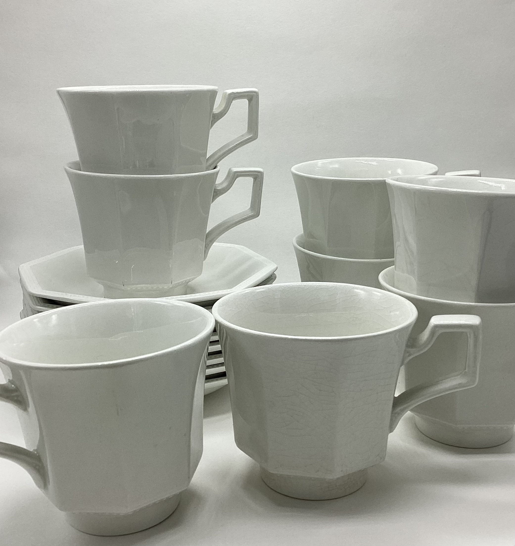 Heritage Johnson Bros "heritage White" Ironstone 7X7 Cups and Saucers ...