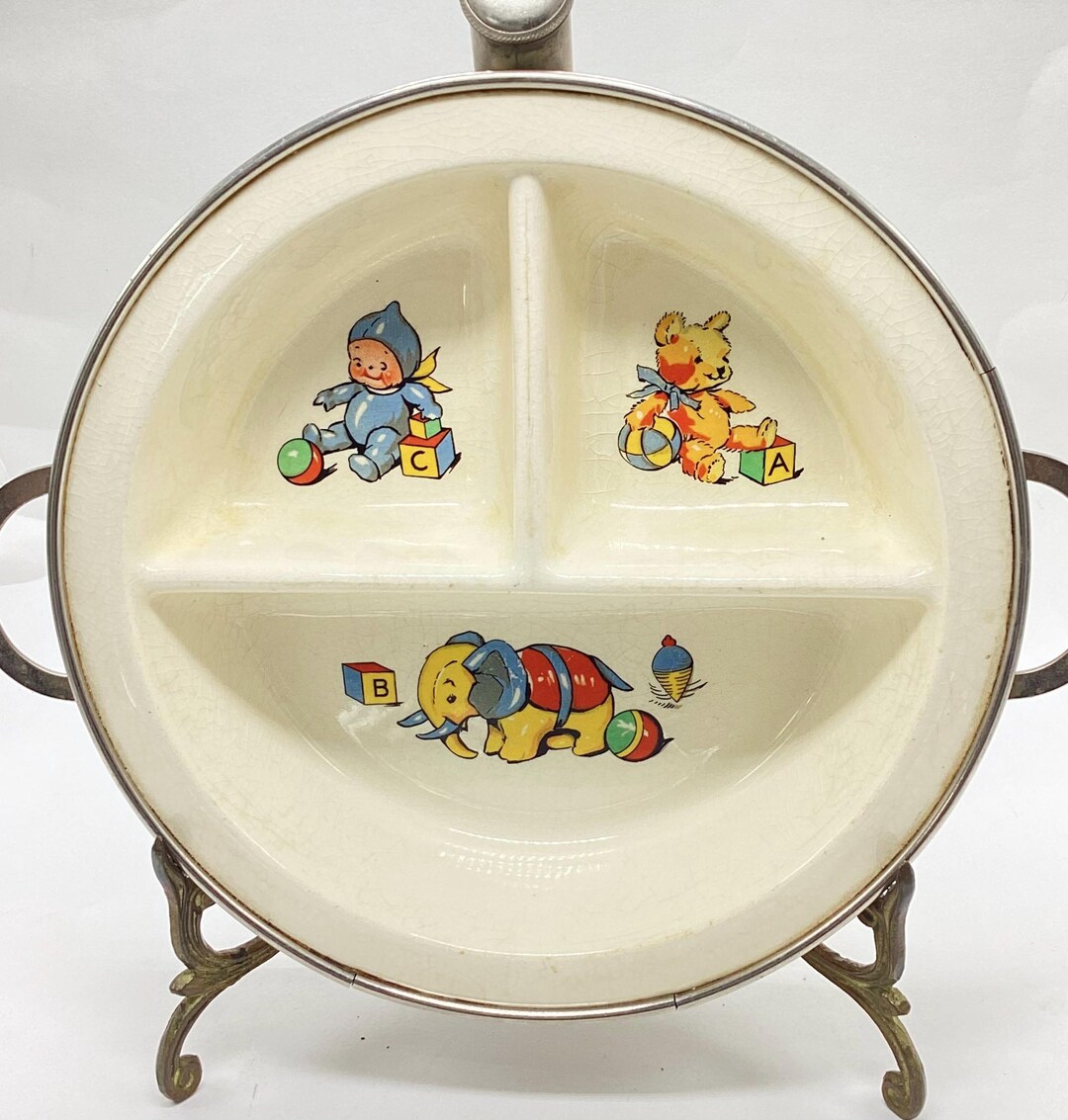 Vintage Ceramic Child's Divided Warming Dish, Plate - A, B, C's - Etsy
