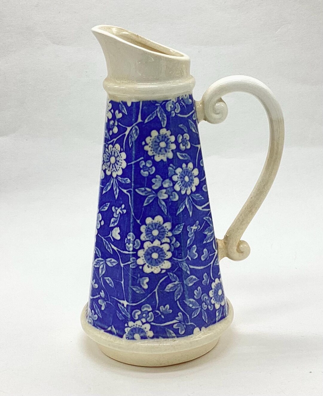 Blue and White Ironstone Calico Pattern Creamer - Etsy