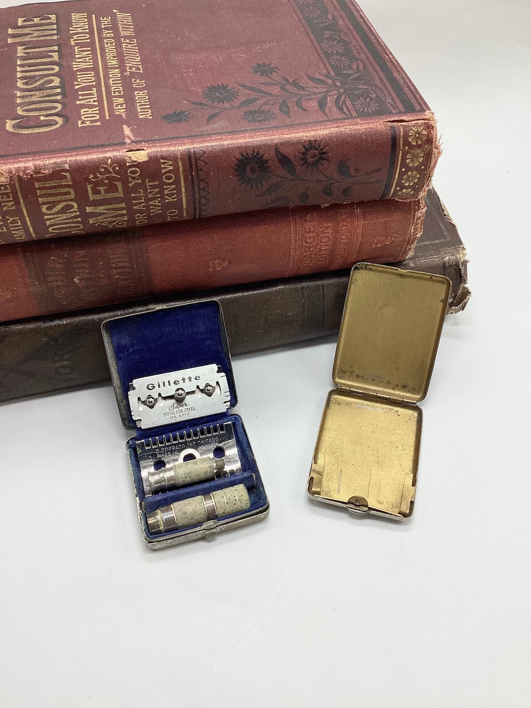 Antique Men's Travel Miniature Shaving Case With Portable Gillette ...